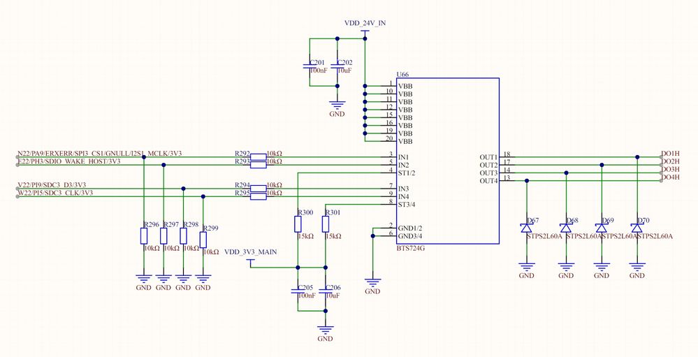 已解决: 请帮我看看，下图的BTS724G电路有没有什么问题 - Infineon Developer Community