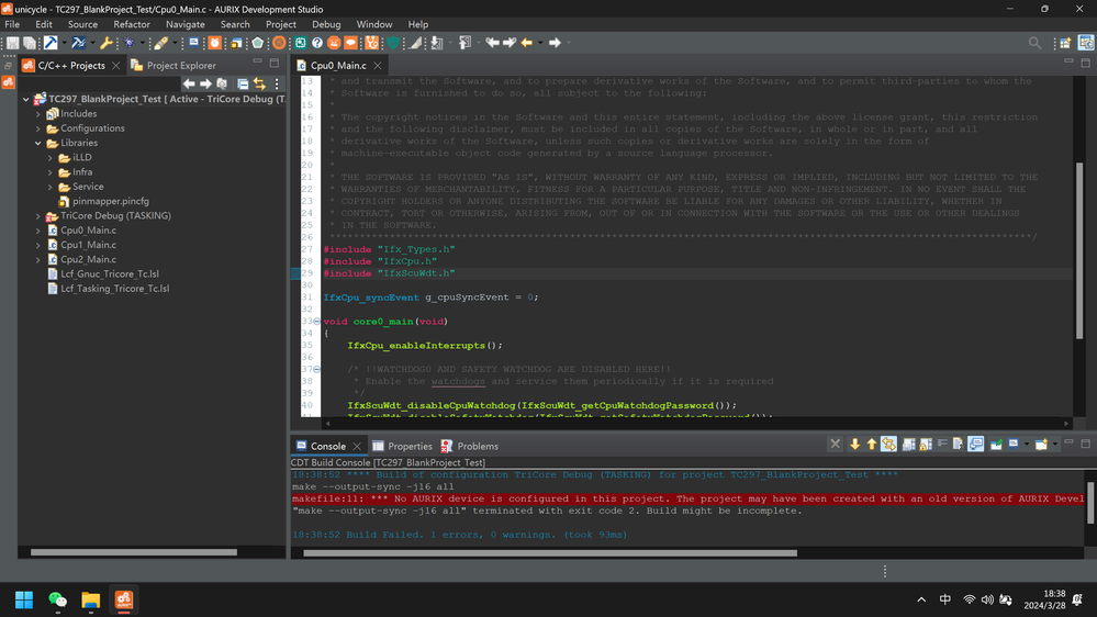 Solved: Error after others importing my project: No AURIX ...