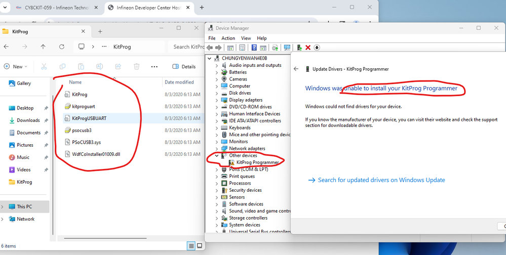 已解決：在 Windows 11 上安裝 KitProg 程式設計器驅動程式時出現問題 - Infineon Developer Community