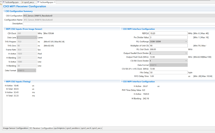 RAW10 Format Input Data to 16/24-bit Output in CX3 MIPI CSI-2