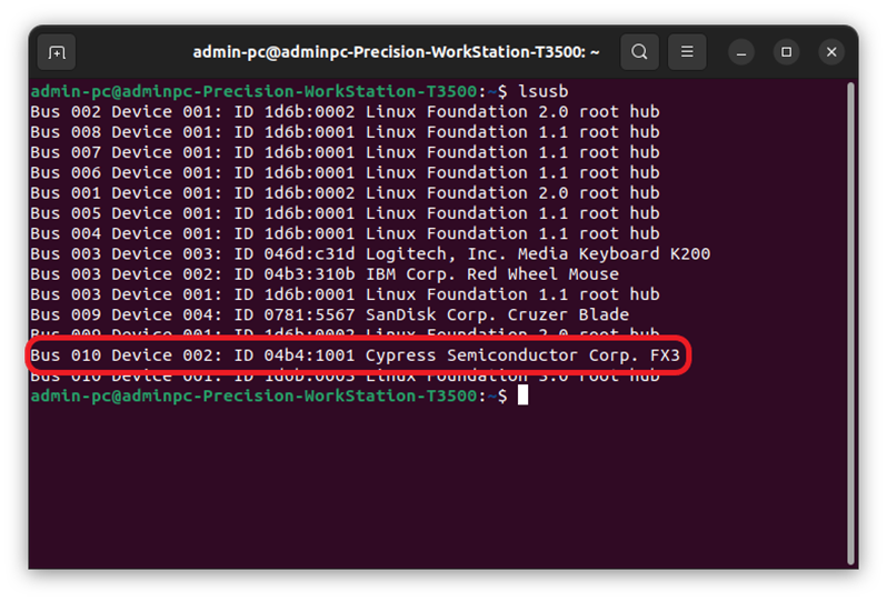 U3V Video Streaming with Aravis Player - EZ-USB™ FX3 Camera Kit