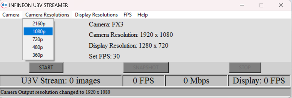 U3V Video Streaming with Aravis Player - EZ-USB™ FX3 Camera Kit