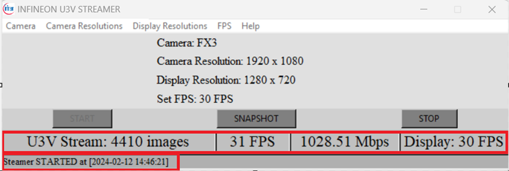 U3V Video Streaming with Aravis Player - EZ-USB™ FX3 Camera Kit