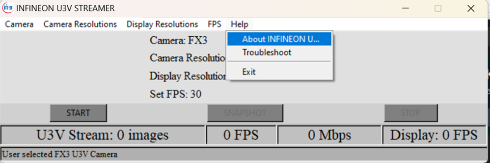 U3V Video Streaming with Aravis Player - EZ-USB™ FX3 Camera Kit