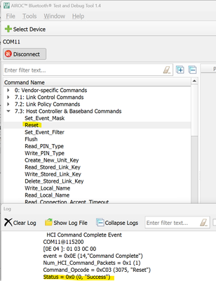 EZ method to evaluate Standard HCI mode on CYW20829