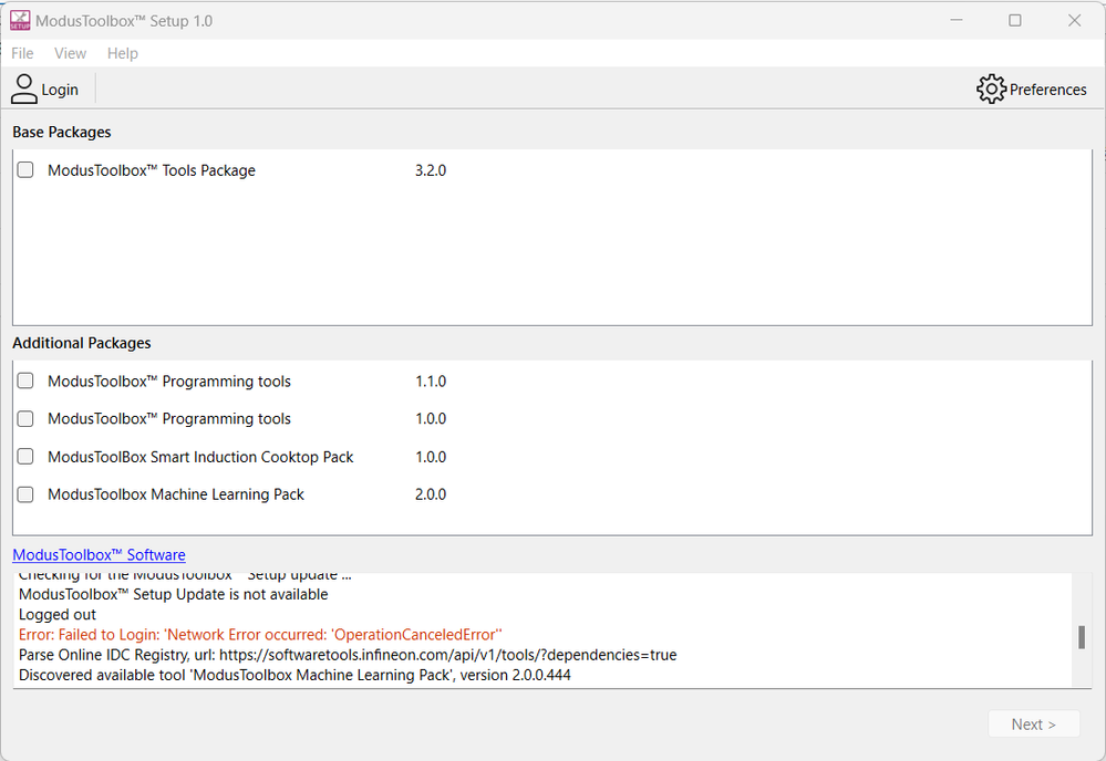 Solved Modustoolbox Setup Idc Login Error Infineon Developer Community 