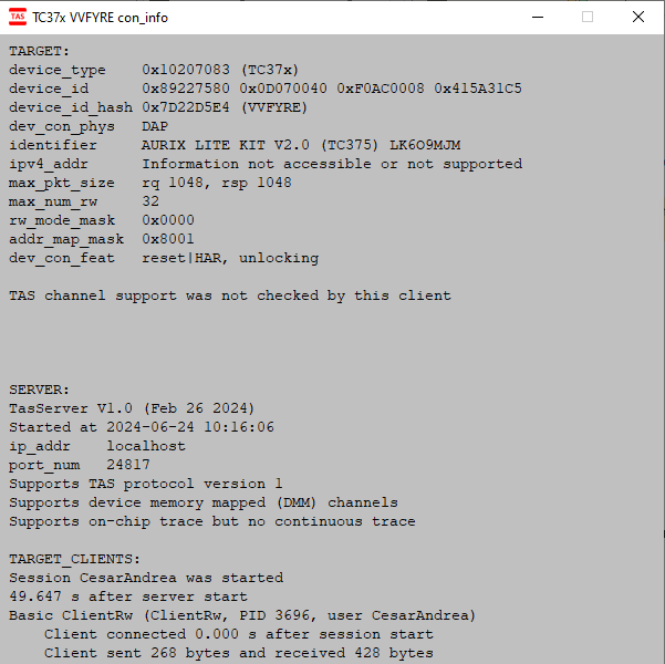 Cannot connect the target TC38x- A using infineon... - Infineon ...