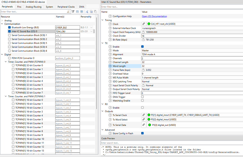 解決済み: CYBLE-416045-02でTDMを有効にする - Infineon Developer Community