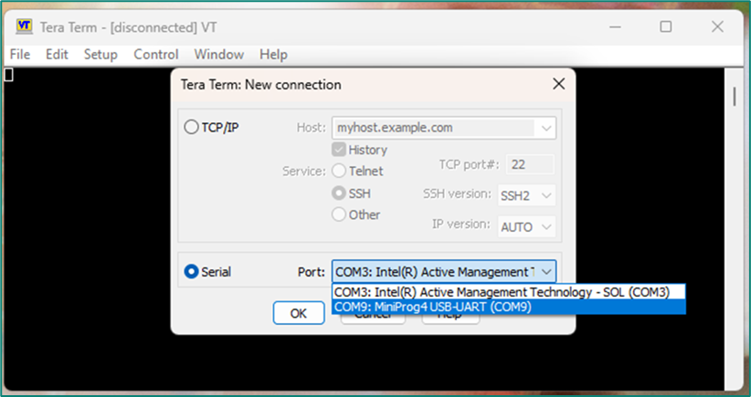 MiniProg4 USB to UART