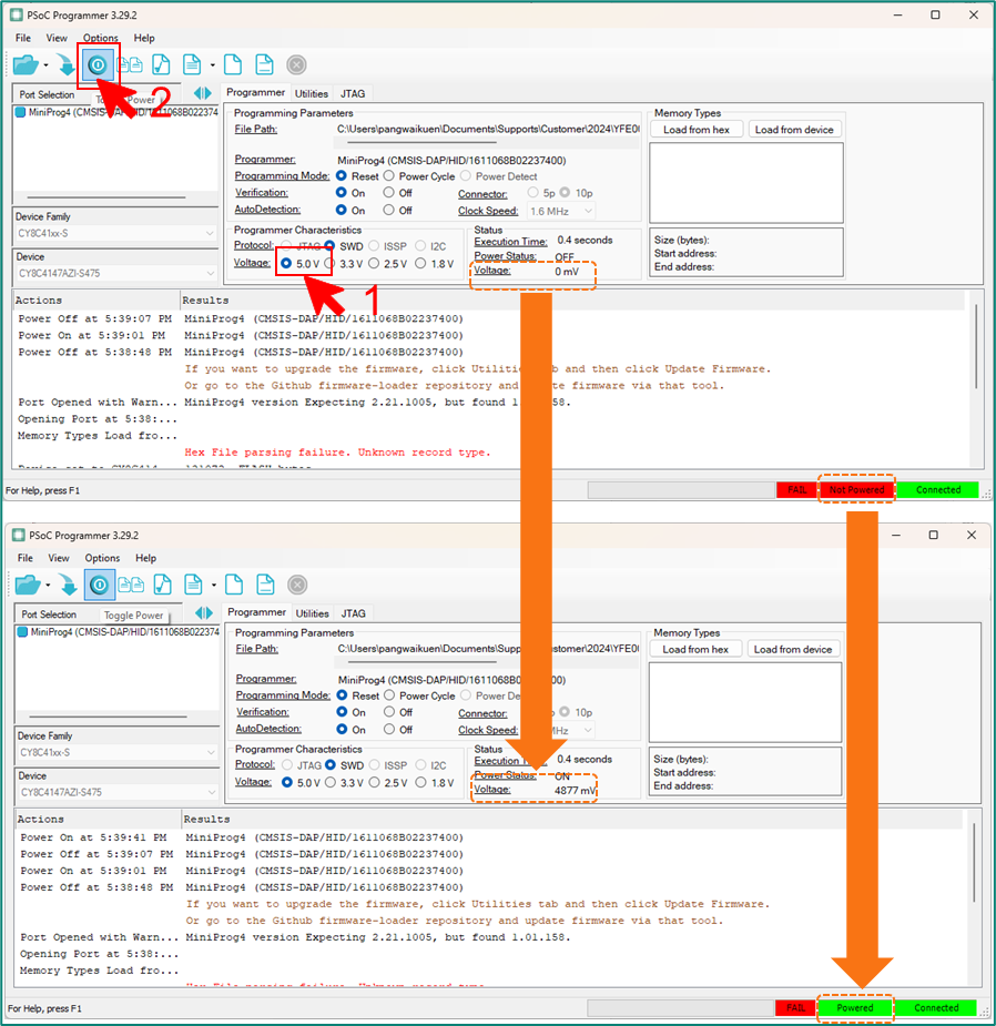 MiniProg4 USB to UART