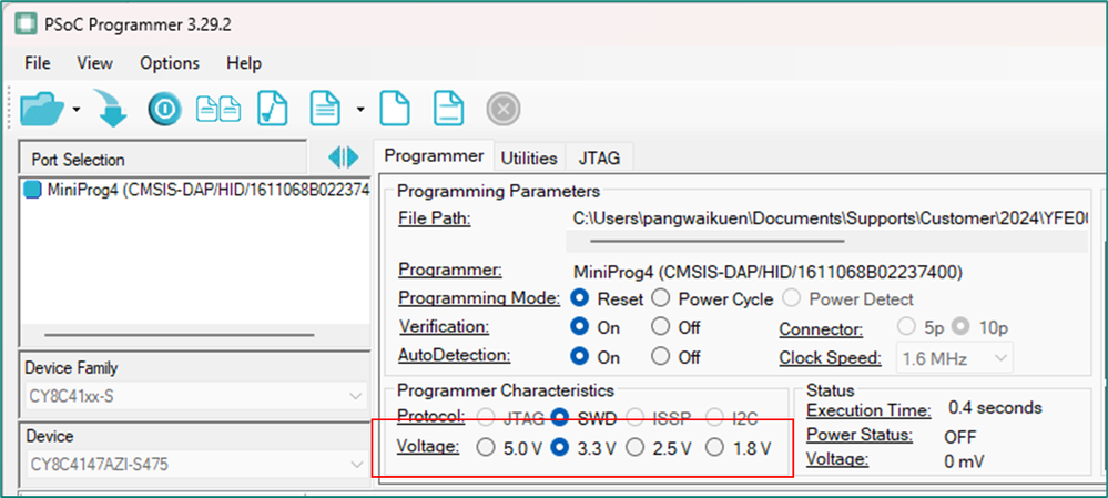 MiniProg4 USB to UART