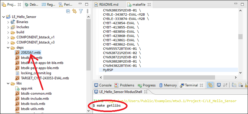 Create custom BTSDK BSP using ModusToolbox™ version 3.x