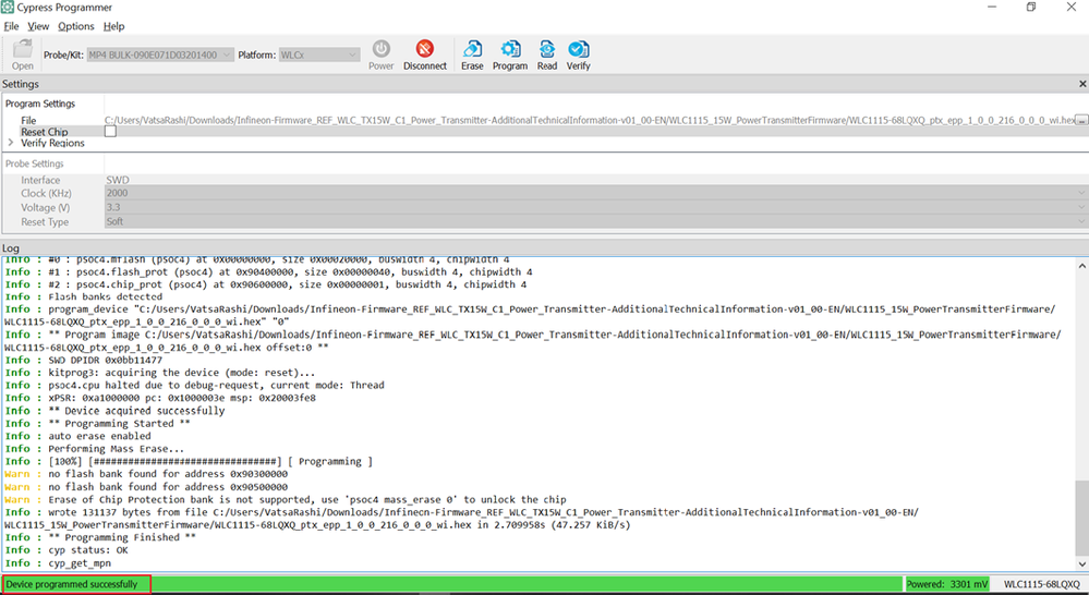 Programming WLC1115-based hardware over SWD using MiniProg4