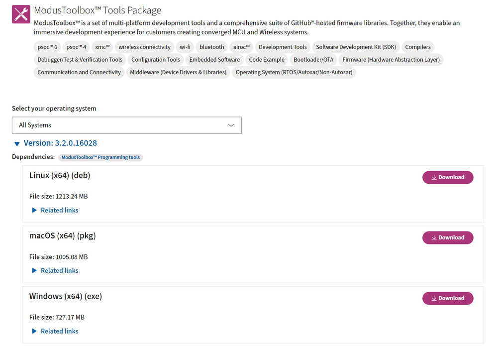 ModusToolbox™ Tools Package download entrance - Infineon Developer Community