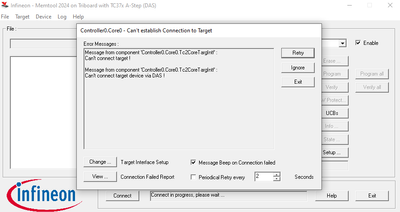 Cannot connect to target BBK Probe(IFXDAS) init fa... - Infineon Developer Community
