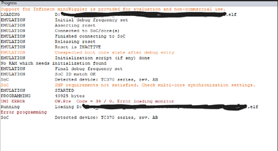 programming Error (UMI ERROR OW.Pre Code = 39 /... - Infineon Developer ...