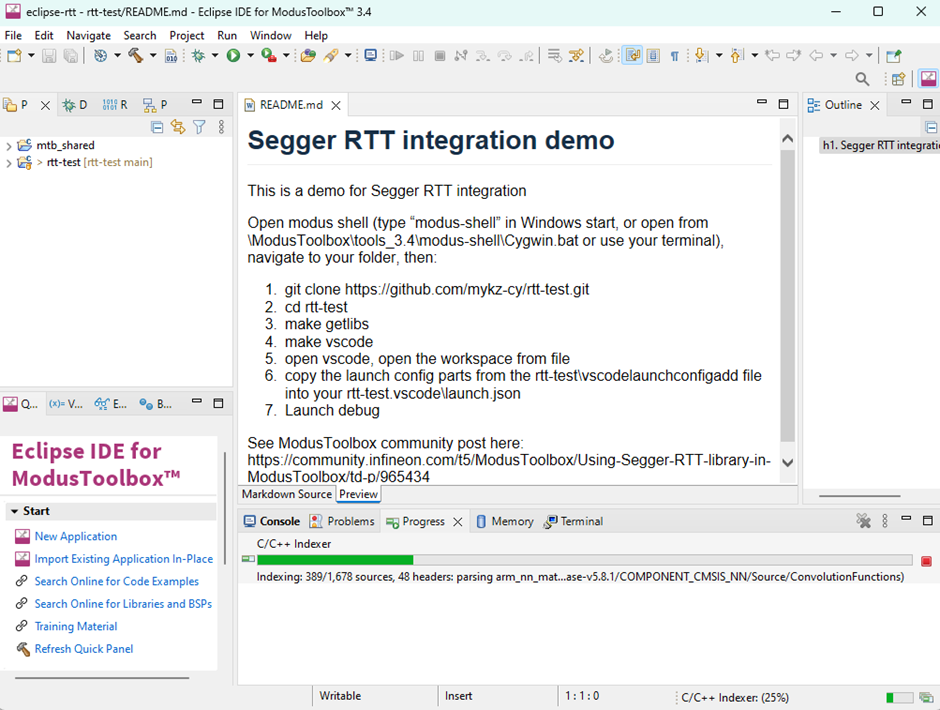 Using Segger RTT library in ModusToolbox (in VSCod... - Infineon Developer Community