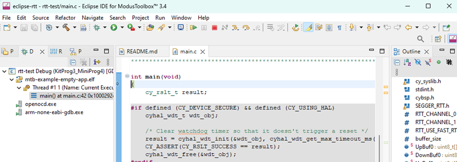 Using Segger RTT library in ModusToolbox (in VSCod... - Infineon Developer Community