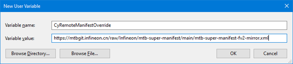 ModusToolbox™ software - Offloading the manifest files