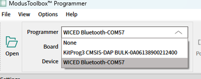 Solved: Display and selection of CYW20819 in ModusToolbox ... - Infineon Developer Community