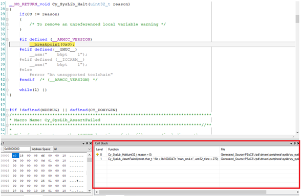 Call Stack Doesn’t Unwind in Call Stack Window whe... - Infineon ...