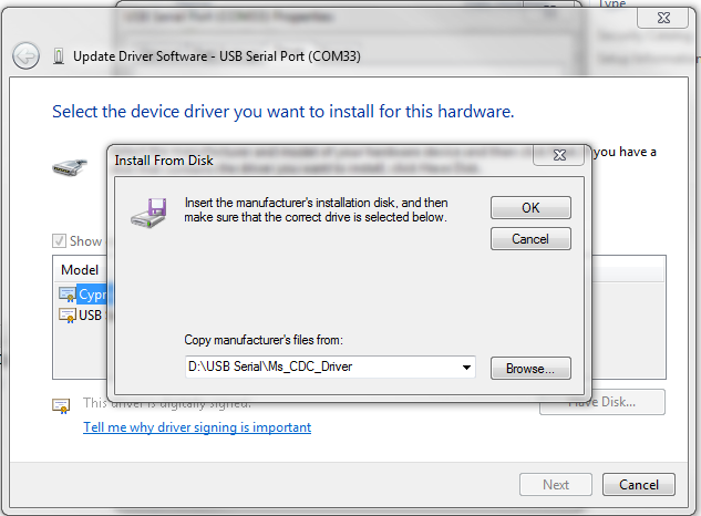 Binding A Usb Serial Device To A Microsoft® Cdc Driver