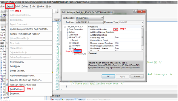 如何在PSoC® Creator™中为PSoC 4或PSoC 5LP GCC编译器使用数学函数 - ... - Infineon ...