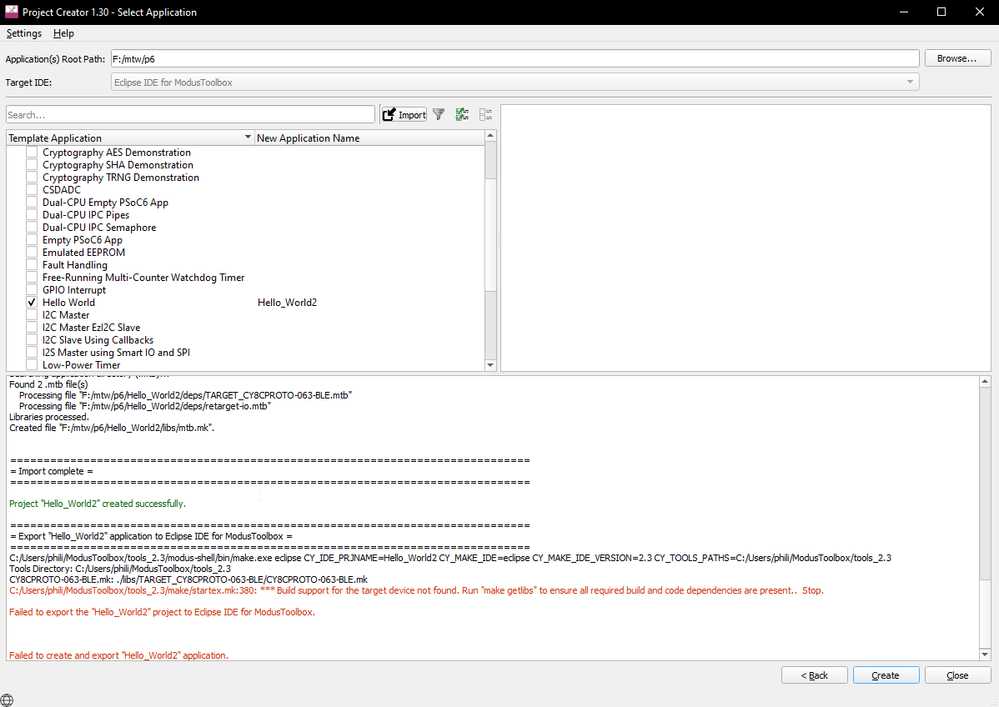 Solved: Modus Toolbox - Build support for the target devic ...