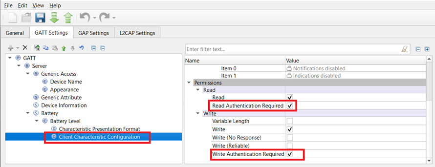 Handling GATT attribute security permissions in Bluetooth LE