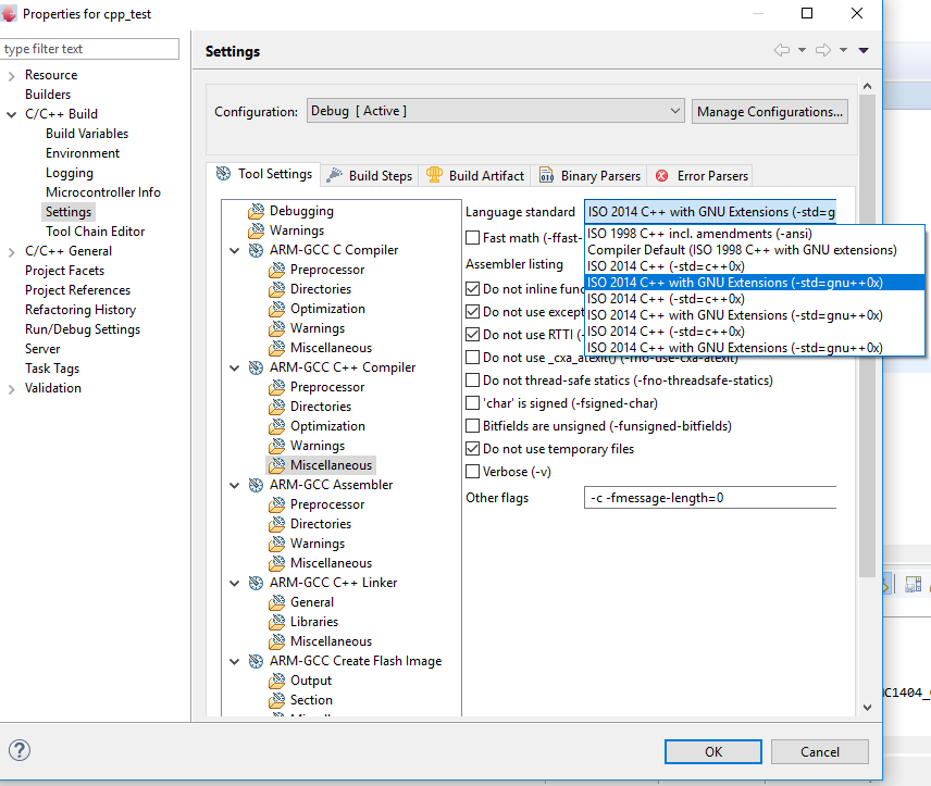 DAVE can't change c++ version - Infineon Developer Community
