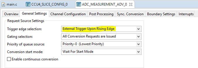 Adc Triggered Through Pwm Rising Edge Infineon Developer Community