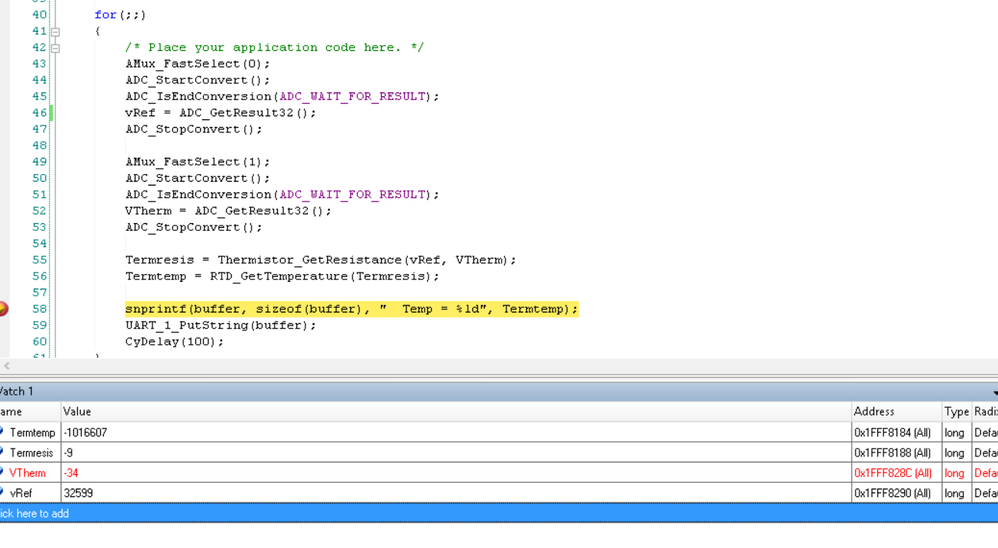 Solved: Problem getting a temperautre, useing PT1000 Tempe... - Infineon Developer Community