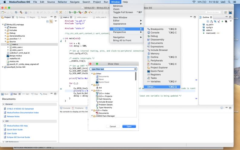 Solved: debug print on the console (video tutorial example... - Infineon Developer Community