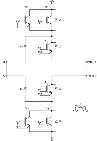 F3L400R07W3S5_B59 NPC1 (I-Type), Inner and Outer Switches