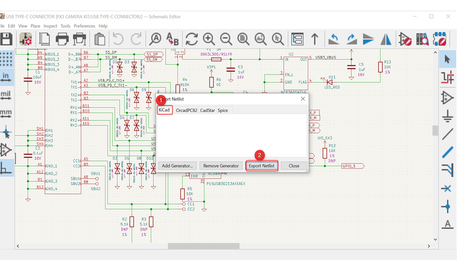 KiCad based schematic and layout for FX3 camera kit