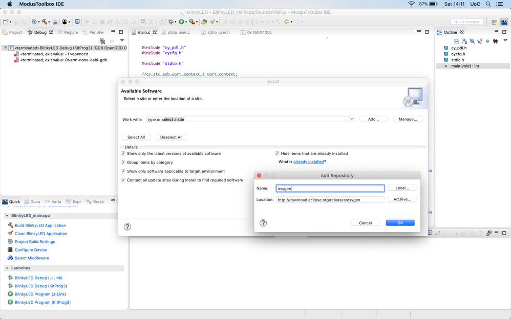 Solved: debug print on the console (video tutorial example... - Infineon Developer Community