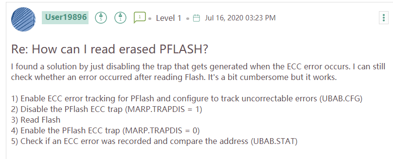 Solved Tc367 Disable Pflash Ecc Trap Infineon Developer Community