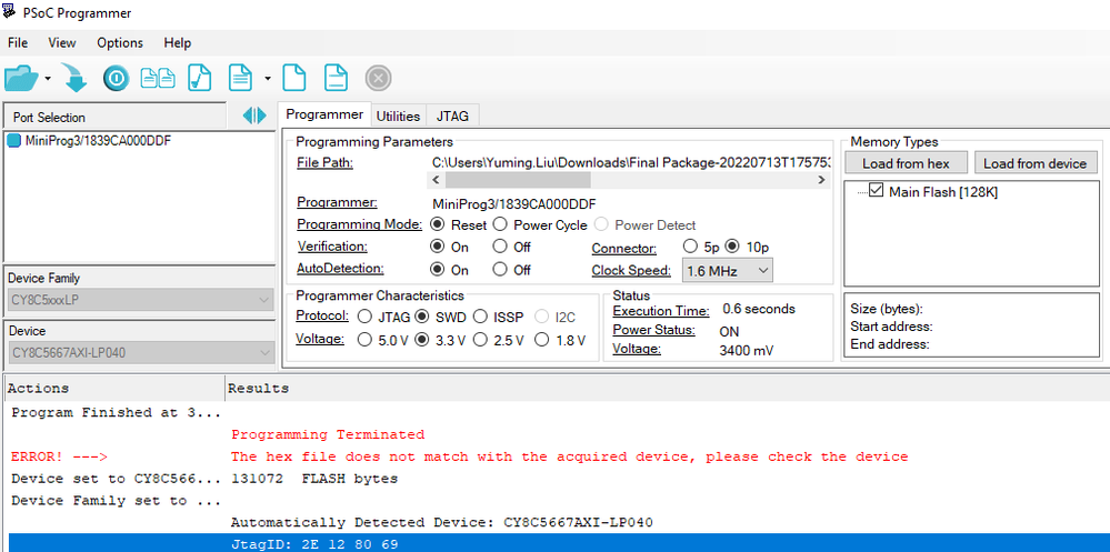 Solved Psoc Programmer Identified Wrong Device Based On T