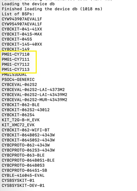 Creating PMG1 code example with ModusToolbox CLI in macOS