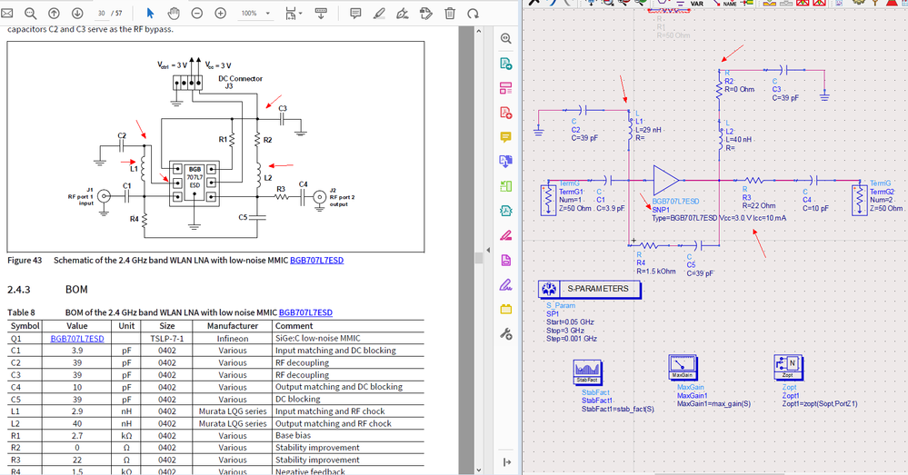 How to simulation LNA BGB707L7 with s2p model in A... - Infineon ...