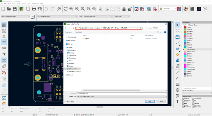 KiCad based schematic and layout for FX3 camera kit
