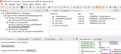 Solved: Multi-core debug, No source available for "core 2.... - Infineon Developer Community