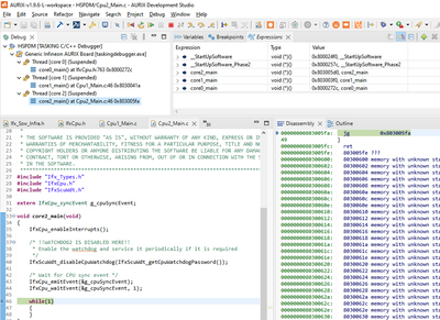 Solved: Multi-core debug, No source available for "core 2.... - Infineon Developer Community