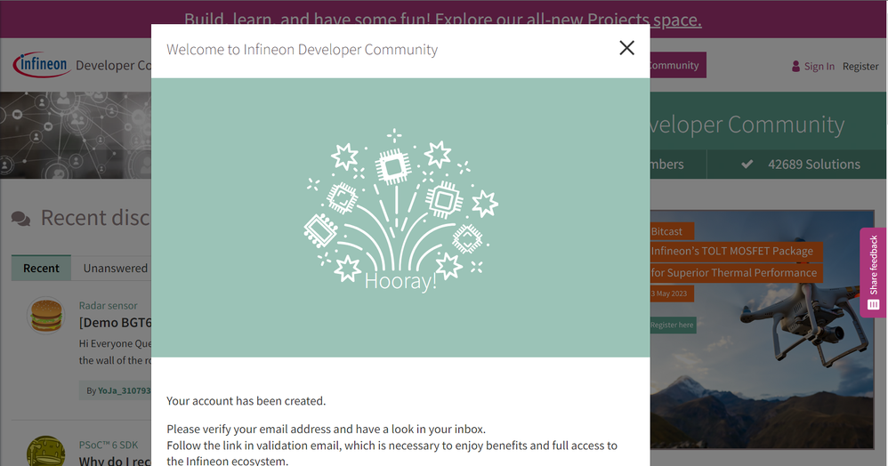 Get Started Steps To Register And Create A Commun Infineon