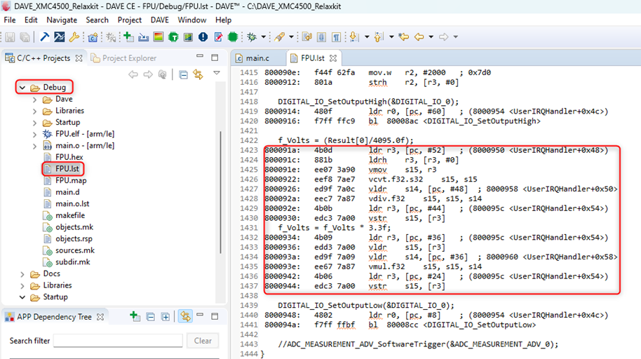 Implementing Floating Point Unit (FPU) for XMC4000 with DAVE 4.5