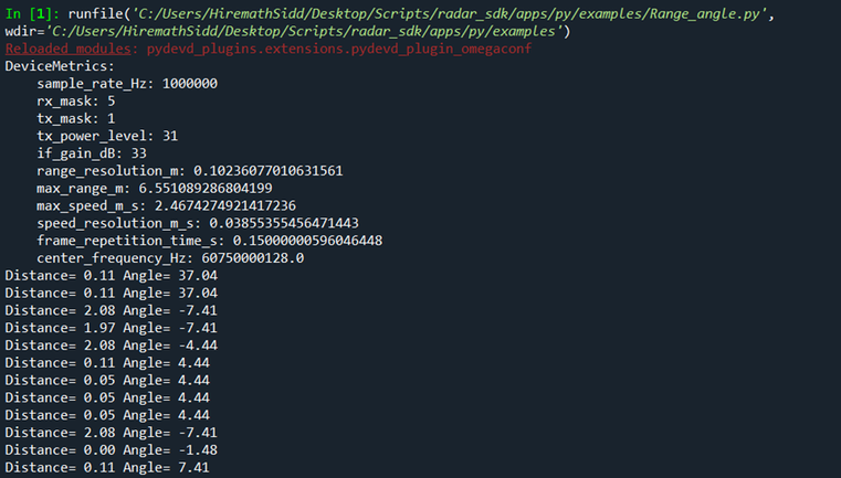 Distances & Angles from XENSIV™ Radar using Python
