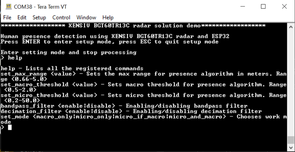 Solution Demo Of Xensiv™ Bgt60tr13c Radar On Esp32 Infineon