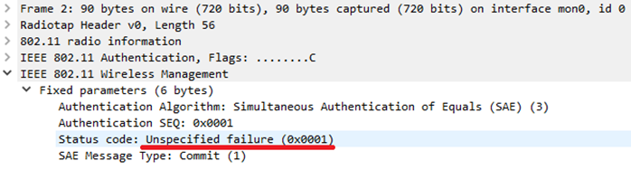 WPA3 SAE authentication methods and errors