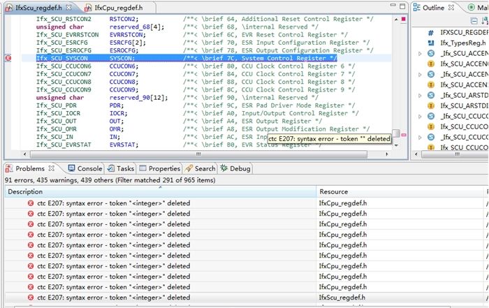 基于iLLD建立TASKING工程，编译出错：syntax error - token "" deleted。|英飞凌开发者技术社区