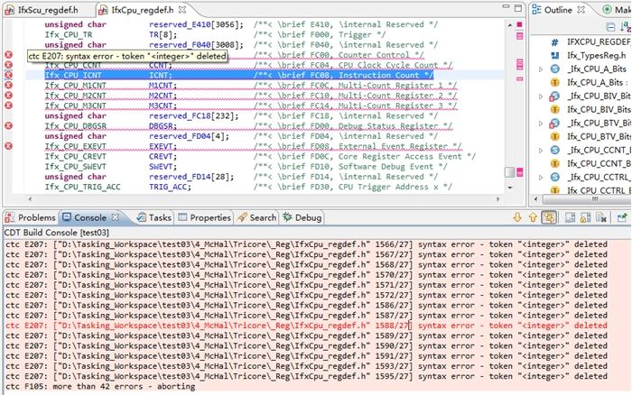 基于iLLD建立TASKING工程，编译出错：syntax error - token "" deleted。|英飞凌开发者技术社区